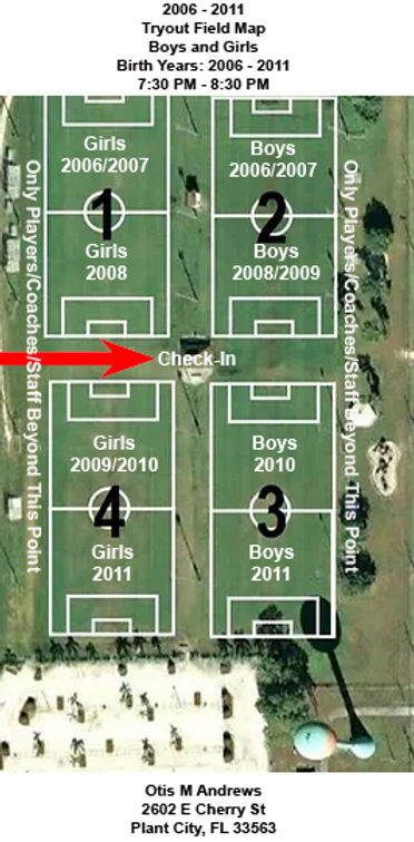 Tryout Field Map | Plant City FC Lancer