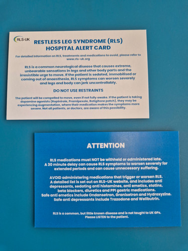 RLS-UK Hospital Alert Card | RLS-UK