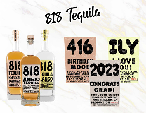 818 Tequila Custom Sticker Label | Deeva Design Studio
