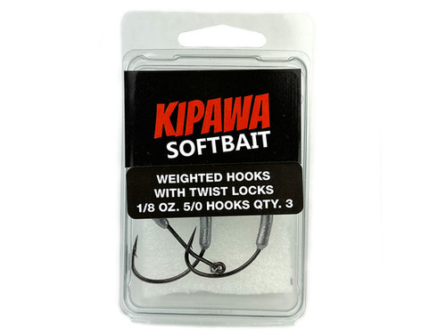 1/8 oz Weighted Hook with 5/0 Twist Lock - 3 Count | Kipawa Propellers