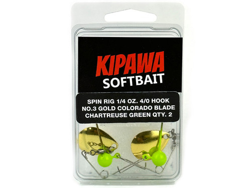 Spin Rig 1/4 oz Chartreuse Green Weight with 4/0 Hook and Gold Blade ...