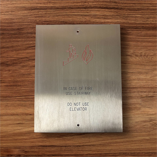 Stainless Steel Fire Escape Plate - Engraved and Painted | Gulley Metal