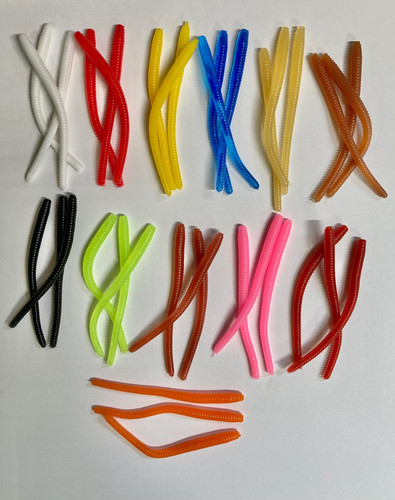 Trout worms in 12 different colors to choose from 10 per pack 3 inch ...