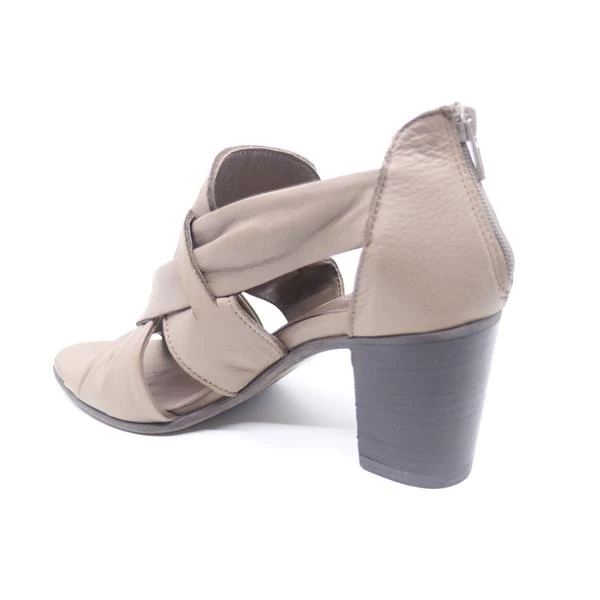 BUENO Uba Cross Over Detail Leather Comfort Heels | Zarifa's Collection