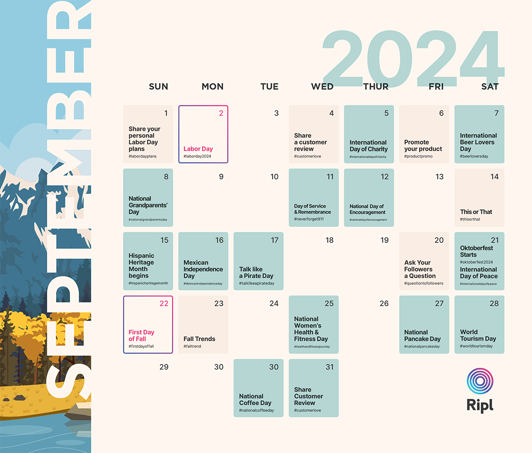 September 2024 social media holiday content calendar