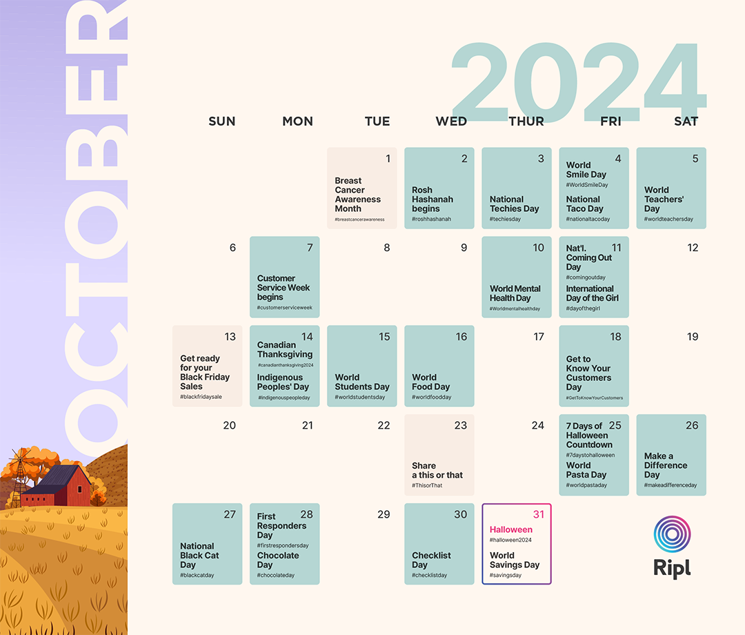 October social media holiday content calendar