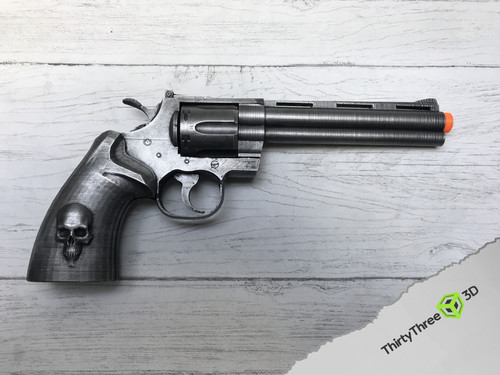 Grungy Skull Colt Python, 3D Printed | ThirtyThree3d