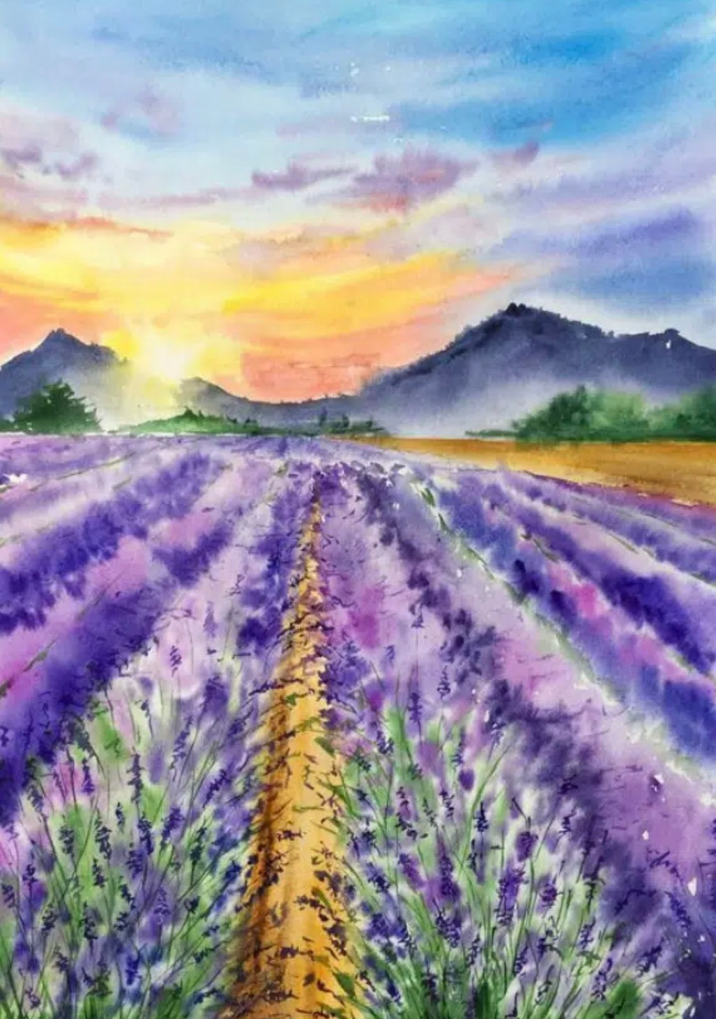 Wet and Watercolor Series- Lavender Field workshop | Lisa Fazio Artist