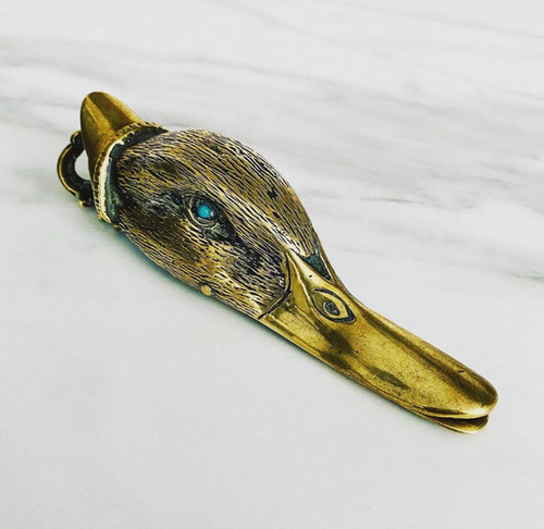 A Victorian Brass Duck Paper Clip | Woodnutt Antiques