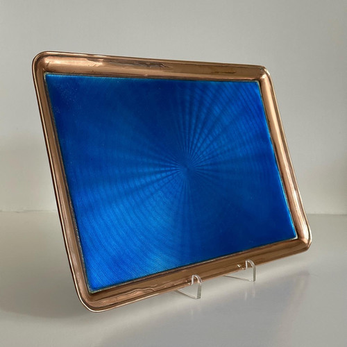 A Rectangular Blue Guilloche Enamel and Copper Tray, c.1910 | Woodnutt ...