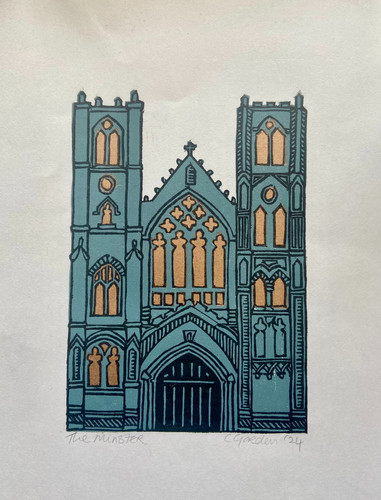 Mini linocut Print of St Margaret's | Claire Gordon Prints