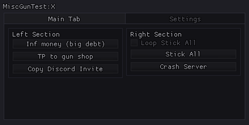 MiscGunTest:X OP GUI | zertic scripts