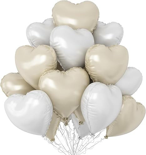 Cream / White Heart Balloons | My Florida Balloons