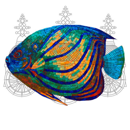 MOSAICO PARROT ORANGE FISH | Catedral Do Mosaico