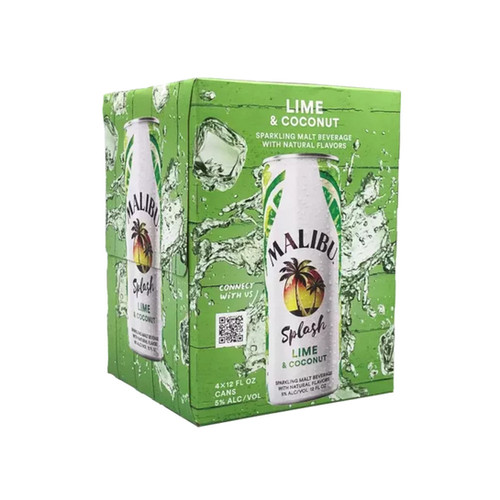 Malibu Splash RTD Lime 4pk - 12oz can | Friendly Fine Wine