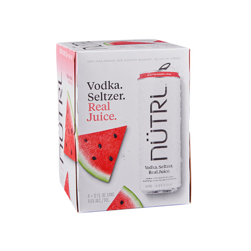 Nutrl Vodka Seltzer Watermelon 4pk - 12oz can | Friendly Fine Wine