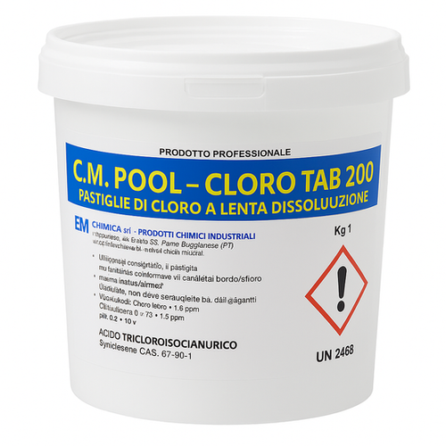 Cloro Piscina C.M. Pool – Cloro Tab 200g | Pastiglie Lenta Dissoluzione