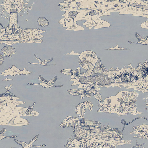 Castaway Wallpaper in Sky-Blue | WEAR THE WALLS