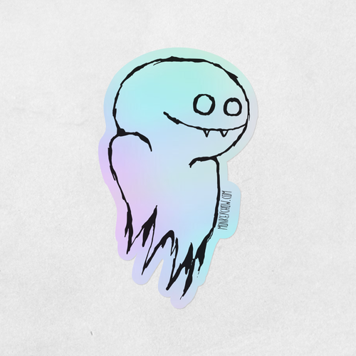 Super Awesome Holographic Ghost Sticker 3" | Monkey Chow