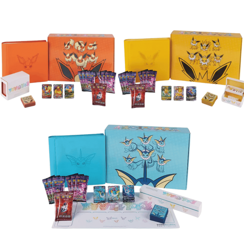 Pokemon TCG S-Chinese Eevee GX Gift Box Vaporeon Jolteon Flareon Three ...