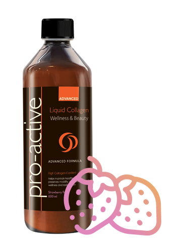 Pro-Active Liquid Collagen Strawberry 600ml | Derma Clear