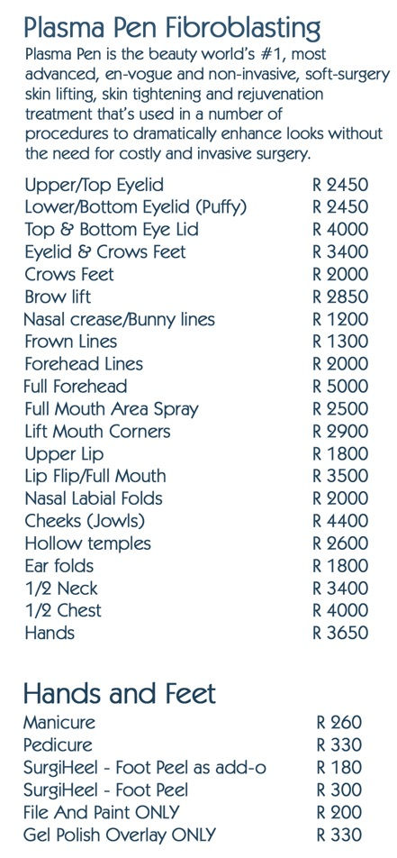 Pricelist | Derma Clear