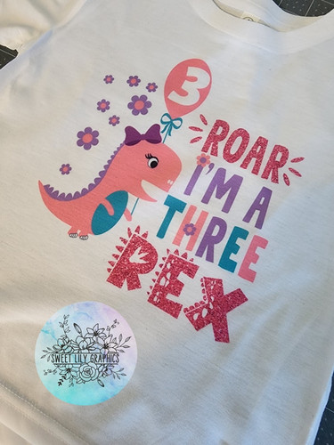Roar I'm A Three Rex Birthday Shirt | Sweet Lily Graphics