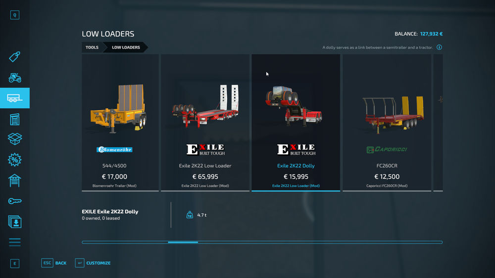 Exile 2K22 Low Loader