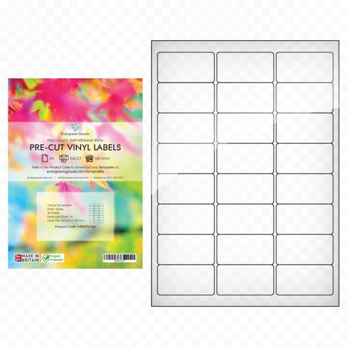 Clear Glossy Rectangular Multi Labels (3x8, 24 per A4 Sheet ...