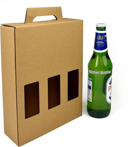 500ml Beer Bottle Carrier Box | Holds 3 Bottles / Cans | BKB-W-500-3 ...