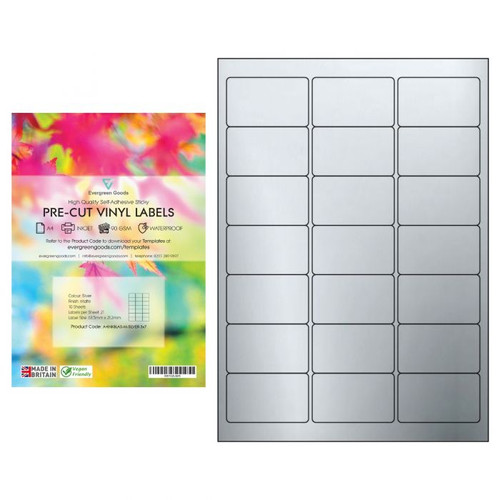 Pre-Cut Vinyl Rectangular Multi Labels Matte Silver (3x7, 21 per A4 ...