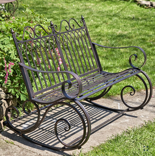 "Tatiana" Iron Rocking Garden Bench | Hunnicutt Outdoor Living