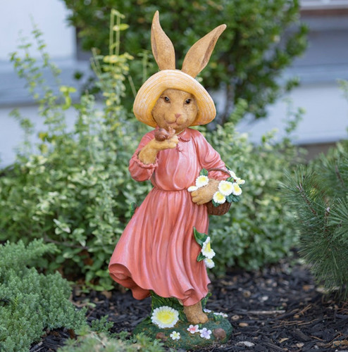 25" Tall Magnesium Rabbit Garden Statue | hunnicuttoutdoor