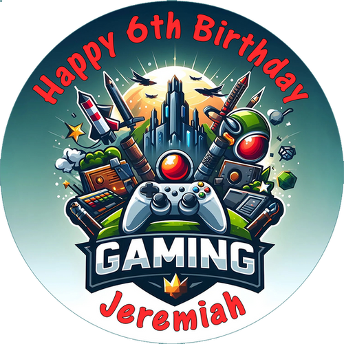 Epic Gamer celebration cake topper | Elegantedibleicing