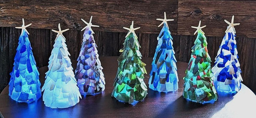 12" Tumbled Sea Glass Tree Kits DIY Multi Colored | MK Glass Designs