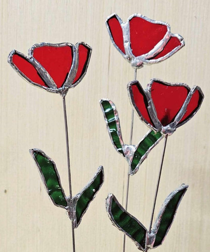 Poppy Garden DIY Stained Glass Stakes Kit | MK Glass Designs