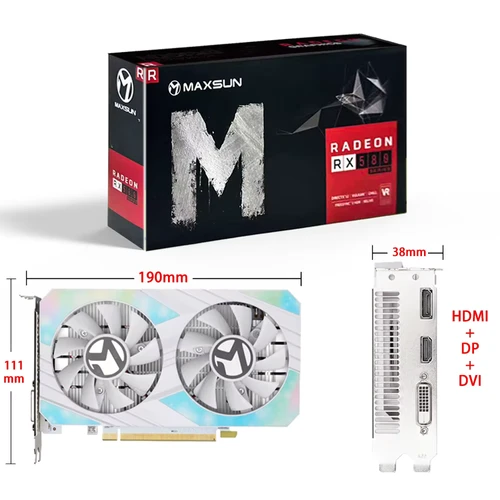 MAXSUN AMD Radeon RX 580 8GB 2048SP GDDR5 Computer Video Graphics Card ...