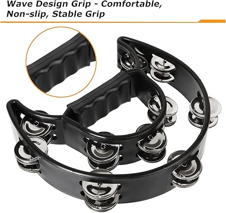 Apacali 10" Double Row Half Moon Hand Held Tambourine | Cheungs