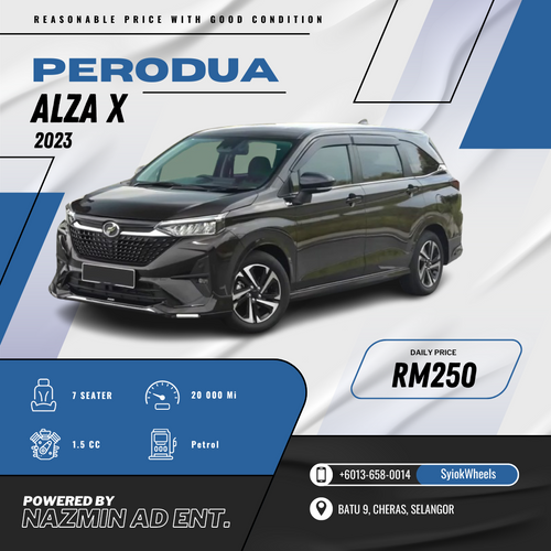 Perodua Alza X 1.5 Auto 2023 | Car Rental Production