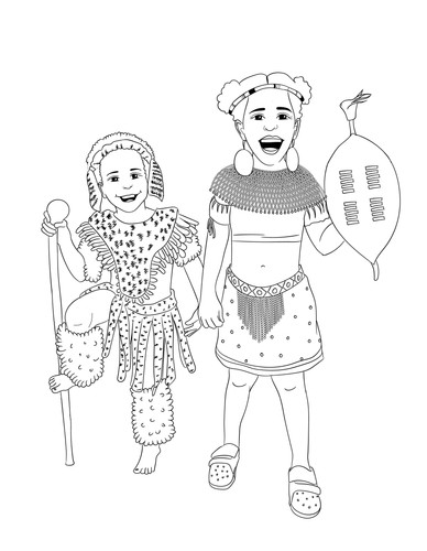 Zulu Cultural Coloring Pages | Sindi Cinderella