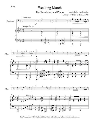 Wedding March (Recessional) for trombone and piano | Brent Olstad Music