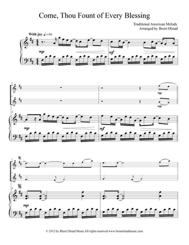 Come, Thou Fount of Every Blessing for violin duet and piano | Brent ...