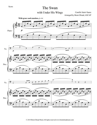 The Swan with Under His Wings for cello and piano | Brent Olstad Music