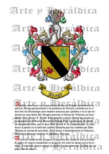 Aliaga escudo con leyenda vintage (fondo) PDF | Arte y Heráldica