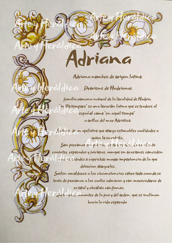 Adriana, origen del nombre para descargar | Arte y Heráldica