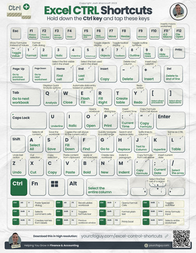 Excel CTRL Shortcuts Cheatsheet | Your CFO Guy