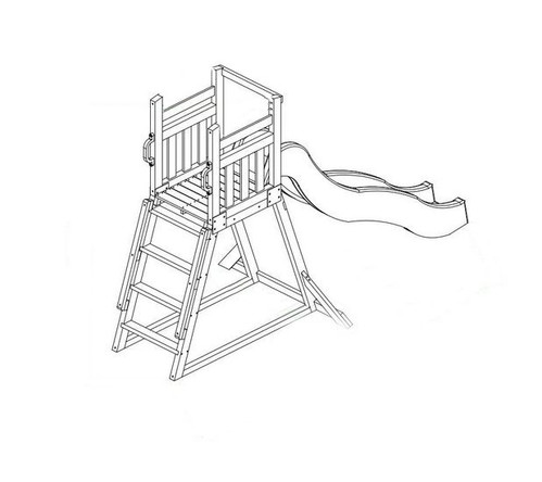 Free Standing Pool Slide Eco Platform with Steps | Green Furniture