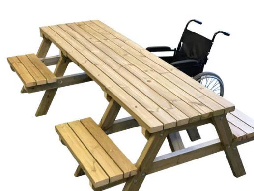 Wheelchair Picnic Table with 2 Spaces | Green Furniture