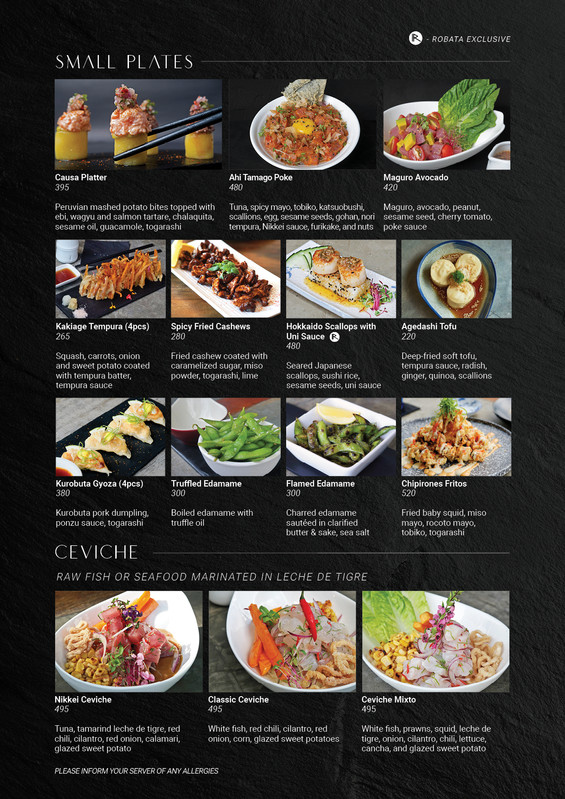 NIKKEI Robata Newport Mall Menu
