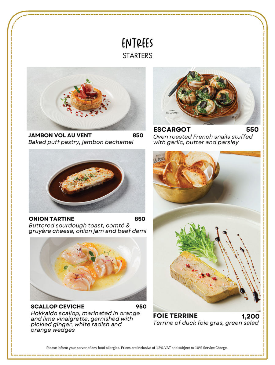 Bistrot Le Coucou | Menu | Nikkei Group